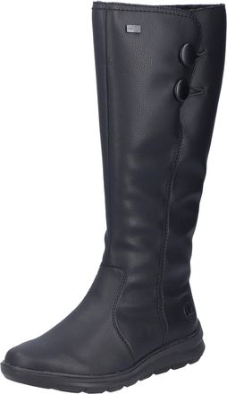 Rieker Winterstiefel RIEKER, Damen, Gr. 37, XL-Schaft, schwarz, Lederimitat, unifarben, Schuhe, Langschaftstiefel, Keilabsatz, mit Warmfutter und Reißverschl