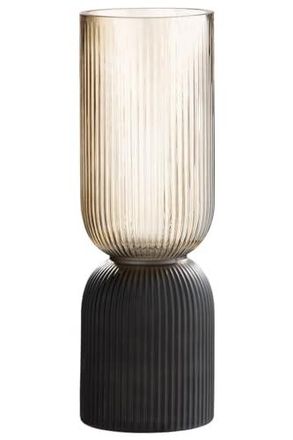 Gilde Deko Vase Glasvase - Blumenvase Windlicht aus Glas - Deko Herbst Winter - Farbe: Braun Schwarz H&ouml;he 31,5 cm