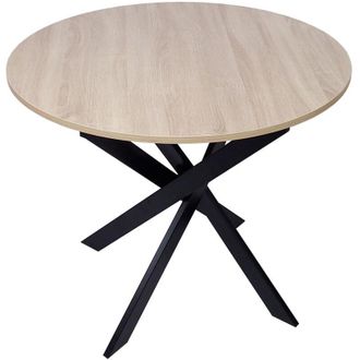 Skraut Home Skraut Home - Runder fester Esstisch, Modell zen, Wohnzimmer, 90 x 90 x 77 cm, Kapazit&auml;t f&uuml;r 4 Personen, Widerstandsf&auml;hige Materialien, Farbe Eiche