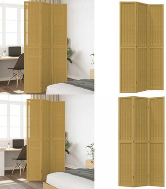 vidaXL 3-tlg. Raumteiler Braun Massivholz Paulownia - Raumteiler - Holzparavent - Bambuspaneel - Paulownia Holz - Zimmerdivider - Home & Living