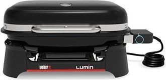 Weber Lumin Elektrogrill, Bis zu 315 &deg;C, mit Deckelthermometer, Porzellanemaillierte Gusseisenroste, 33 x 49 cm Grillfl&auml;che, Schwarz (1502045)