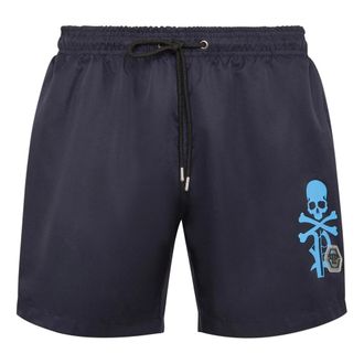 Philipp Plein Homme, Maillots de bain, Bleu, Taille: 3XL Short Swim Boxer Skull&Bones