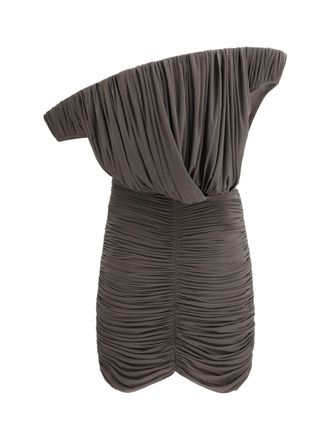 Magda Butrym Asymmetrical Petal Mini Dress - Brown