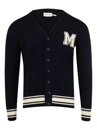 Moncler cardigan &agrave; logo - Bleu