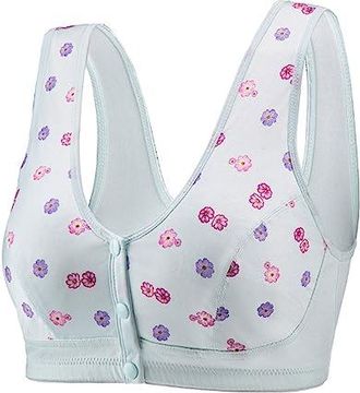 Generic Soutien-gorge 2026 pour femmes - Sans bords fronc&eacute;s sur le c&ocirc;t&eacute; ferm&eacute; - Style gilet fin en soie glac&eacute;e - Impression bouton sur le devant, Vert, 68