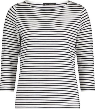 Betty Barclay Damen Basic Shirt mit Ringel 48, Wei&szlig;/Dunkelblau