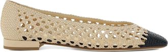 Francesco Russo Femme, Chaussures, Beige, Taille: 37 1/2 EU Ballerines Bicolores Crochet&eacute;es