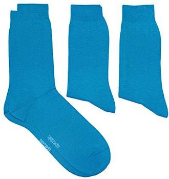 Weri Spezials Lot de 3 paires de chaussettes pour homme en coton uni, Bleu diva, 39-42