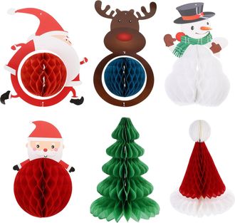 BESPORTBLE OSALADI 6 St&uuml;ck Weihnachtsbaum Wabenpapier Anh&auml;nger Papier Christbaumschmuck mit Verschiedenen Mustern Faltbar und Wiederverwendbar Festliche H&auml;ngedek