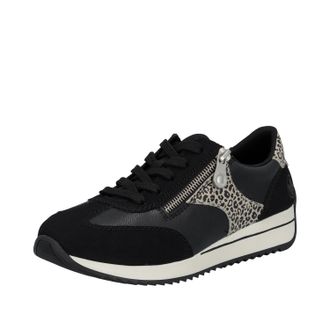 Rieker Sneaker RIEKER, Damen, Gr. 38, schwarz kombiniert, Lederimitat, kontrastfarbene Details, Basic, Schuhe Sneaker, Schn&uuml;rschuh, Halbschuh, Freizeitsneake