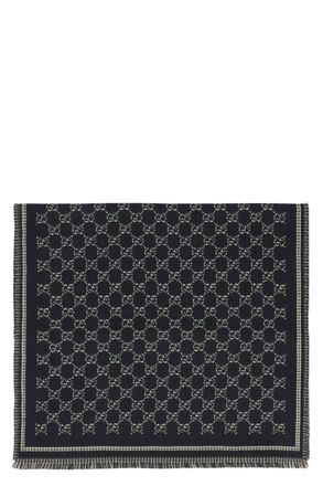 Gucci Mens Wool Jacquard Scarf Black Scarfs