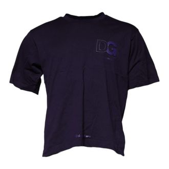 Dolce & Gabbana Logo Baumwoll-T-Shirt mit Rundhalsausschnitt - - Tops - Herren - Blau - L