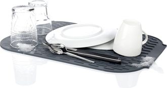 Vigar Rengo rutschfeste Geschirr Abtropfmatte Silikon, Grau, 39 x 27 x 0,4 cm