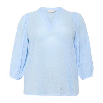 Kaffe Curve Femme, Blouses et Chemises, Bleu, Taille: 48 FR Chemisier Windsurfer avec Détails Brodés