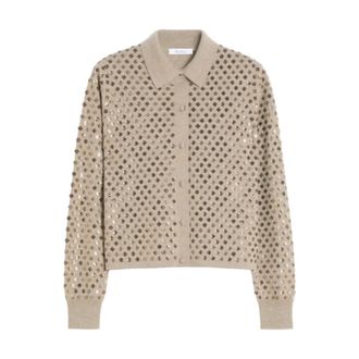 Max Mara Femme, Vestes, Brun, Taille: 42 FR Gilet en laine &agrave; sequins