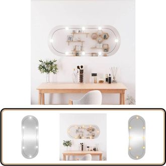 vidaXL Wandspiegel mit LED-Leuchten 40x90 cm Glas Oval - Wandspiegel - LED-Spiegel - Dekospiegel - Badspiegel - Wohnzimmerspiegel