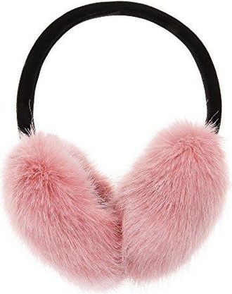 ZLYC Hiver Ajustable Fausse Fourrure Cache Oreilles pour Femmes Hommes(Rose)