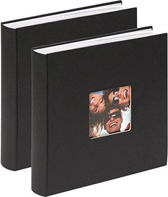 Walther Design Fotoalbum schwarz 30 x 30 cm mit Cover-Ausstanzung, Doppelpack, Fun FA-208-BD