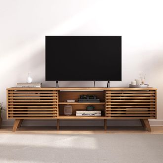 IDIMEX TV Lowboard RIAN mit 2 Schiebet&uuml;ren f&uuml;r 75 TV Eiche Farben - TV Kommode aus massivem Kiefernholz, 3 verstellbare Einlegeb&ouml;den, TV Sideboard
