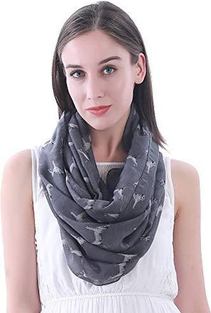 Lina & Lily snood &eacute;charpe tube &agrave; motif chien border terrier (Gris)