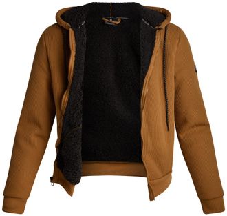 Spyder Herren-Kapuzenpullover mit Waffelmuster, Durchgehender Rei&szlig;verschluss, leicht, weich, Sherpa-Futter, Waffelstrick-Sweatshirt-Jacke f&uuml;r Herren, Sattel,