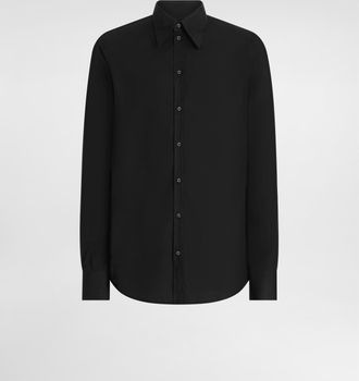 Dolce & Gabbana Hemd Aus Cr&ecirc;pe De Chine In Gold - Mann Hemden Schwarz 41
