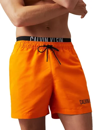Calvin Klein Herren Badeshorts Medium Double Mittellang, Orange (Deep Saffron), S