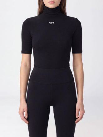 Off-white Top col roul&eacute; &agrave; manches courtes en tissu technique stretch et coupe slim