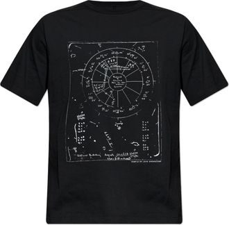 Rick Owens Homme, Tops, Noir, Taille: M T-Shirt avec Imprim&eacute;