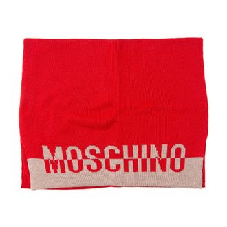 Moschino Gestrickter Rippenabschluss Schal mit Logo - - Accessories - Damen - Rot - ONE SIZE