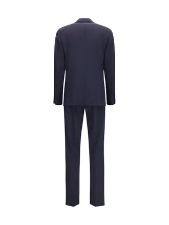 Lardini Mens Tailored Wool-Blend Suit Blue Merino Wool Suits