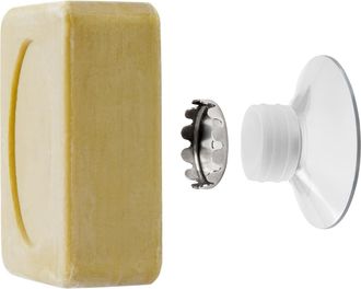 Savont Seifenhalter mit Magnet Jumbo, für Seifen bis 220 g, ohne Bohren, mit Saugnapf, für Waschbecken, Dusche und Badewanne Silber (Mit Protector)