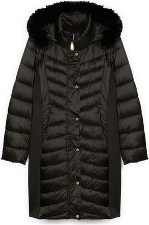 Fiorella Rubino Femme, Manteaux, Noir, Taille: 56 FR Longue doudoune avec capuche et matelassage