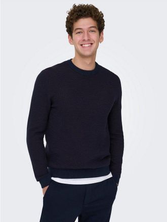 Only & Sons Strickpullover ONSDAVE REG LS CREW NECK KNIT NOOS Baumwolle, regular fit