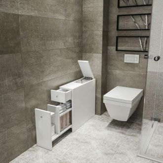 Pier Import Meuble WC blanc, 2 tiroirs rangement 1 porte MARFA