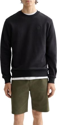 Scotch & Soda Herren Essential Badge Logo Crewneck Sweatshirt, Black, XXL