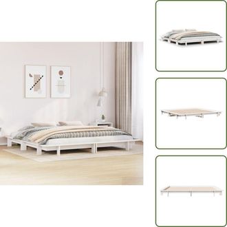 vidaXL Massivholzbett ohne Matratze Wei&szlig; 160x200 Kiefernholz - Bettgestell - Bettgestelle - Bett - Betten