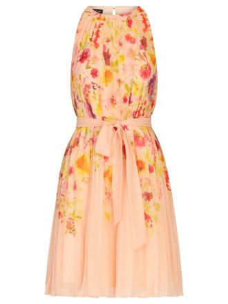 Apart Fashion APART kurzes Plisseekleid aus leicht k&ouml;rnigem, bedrucktem und plissiertem Chiffon, Rose-Multicolor, 36