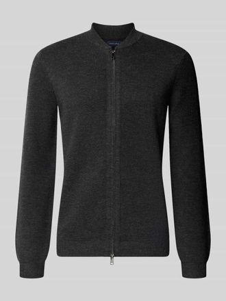 Christian Berg Slim Fit Strickjacke aus Baumwoll-Mix mit Stehkragen