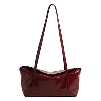 Generic Sac sous les aisselles en polyur&eacute;thane de grande capacit&eacute; Boston avec pendentif, polyvalent, voyage et usage quotidien pour femme, Rouge haricot., 16.