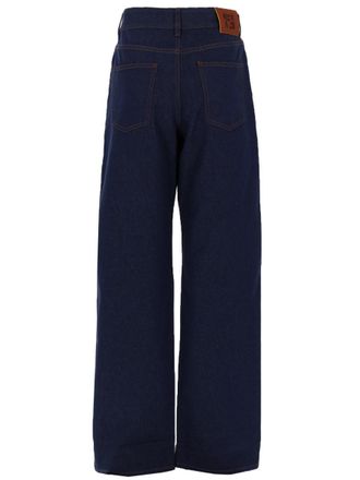 Fendi Wide-Leg Cotton Jeans - Blue
