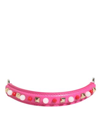 Dolce & Gabbana Pink Embellished Leather Bag Handle Women Shoulder Strap Calf Accessory