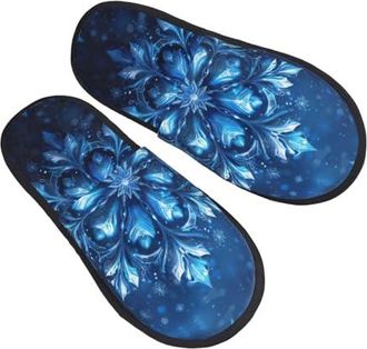 Generic Impression De Flocon De Neige De Noël Bleu Pantoufles En Peluche Confort Pantoufles Moelleuses Antidérapants Chaussures Pour Intérieur Homme Extérieur