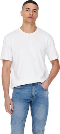 Only & Sons Herren Rundhals T-Shirt ONSMAX Life - Regular Fit XS S M L XL XXL, Größe:XS, Farbe:White 22025208