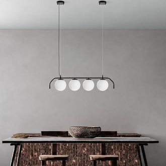 Opviq Elegant Black Chandelier, Adjustable Height 30-120 cm, Metal Body, 4 x E14 Max 40W, &Oslash;15 cm Cap, Perfect for Modern Living Spaces, Stylish & Functional