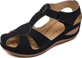 Generic Sandales orthop&eacute;diques compens&eacute;es pour femme - Soutien de la vo&ucirc;te plantaire - Antid&eacute;rapantes - Bout ferm&eacute; - Sandales de p&ecirc;cheur &agrave; talon bas - Chaussu