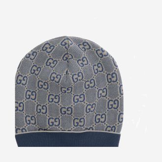 Gucci Girls Beanie Cotton Navy Hat
