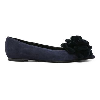 AGL Flower Embellished Suede Ballerina Flats - - Shoes - Damen - Blau - 38 EU