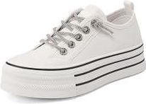Queen Helena Sneakers Platform Femmes Lacets avec Strass XZ002, Blanc, 41 EU