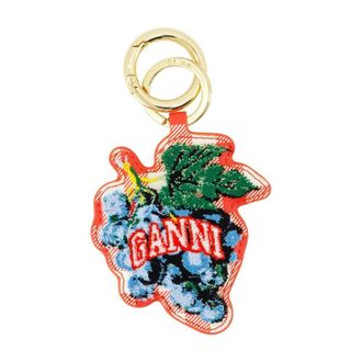 Ganni Womens Grape Keyring Leather Red Calfskin Accessories Keychains